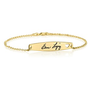 Signature Gold Plated Bar Bracelet - Handwriting Bracelet ...
