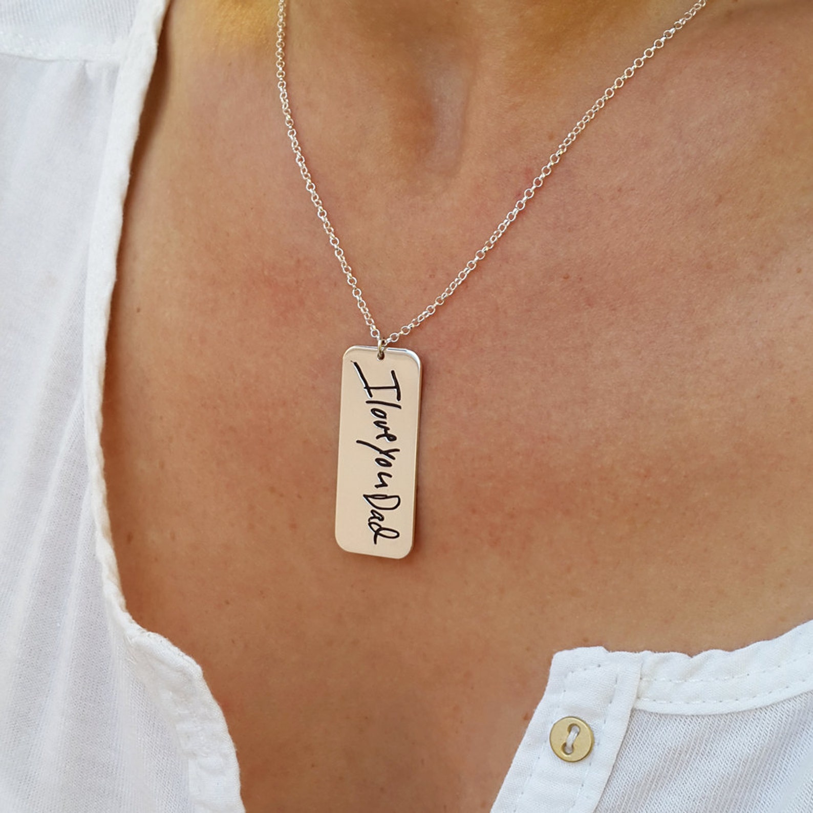 Vertical Bar Handwritten Necklace Keepsake Necklace - Etsy