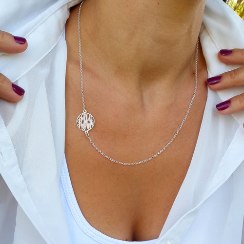 Delicate Necklace Tiny Monogram Necklace 3 Initials - Etsy