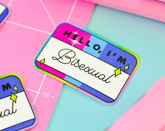Hello I'm Gay Name Tag Gloss White Vinyl Sticker | Etsy UK