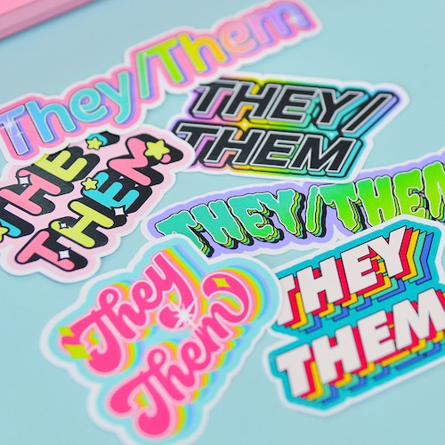 They / Them Pronouns Sticker Pack V2 - Etsy