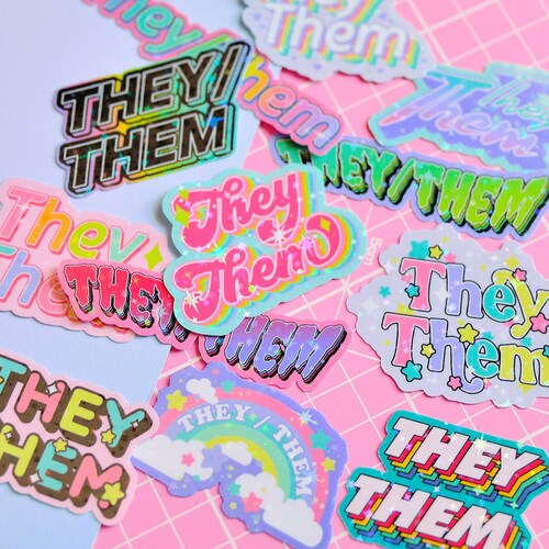 They / Them Pronouns Sticker Pack V2 - Etsy