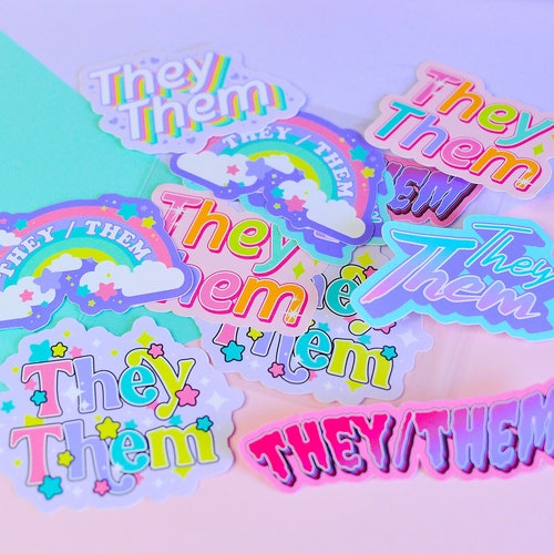 They / Them Pronouns Sticker Pack V2 - Etsy