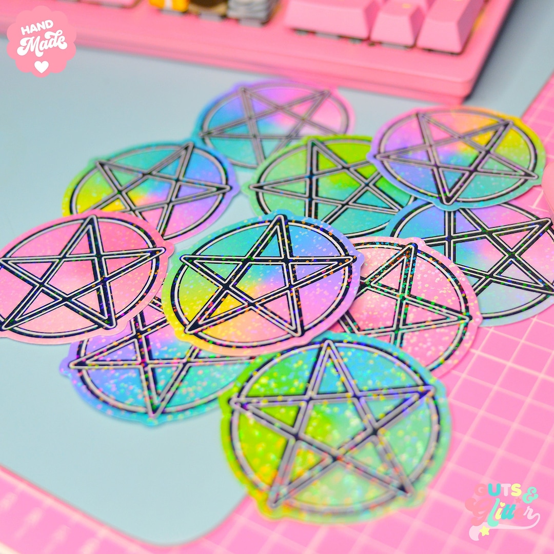 Pentagram Holographic Sticker - Etsy