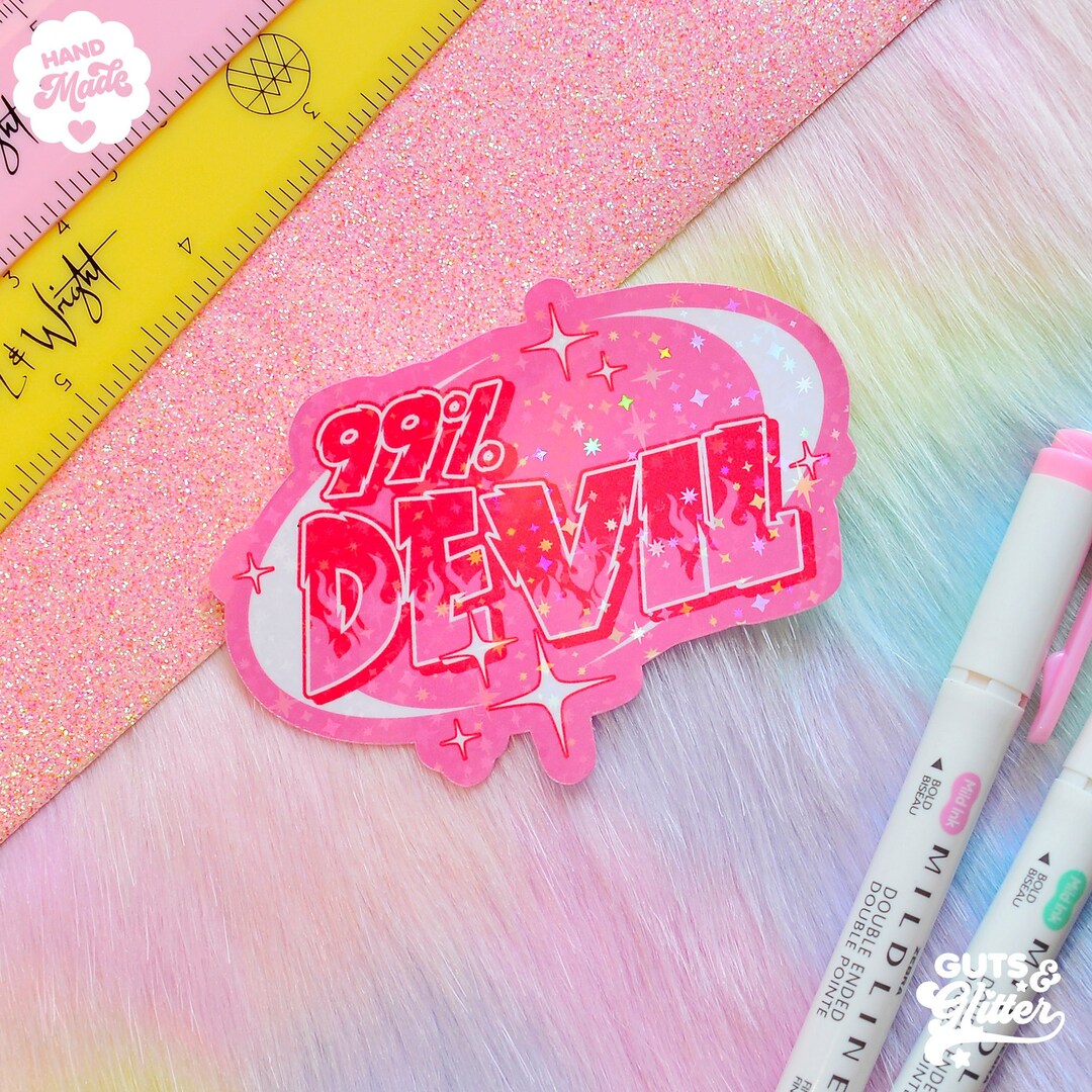 99% Devil Y2K Holographic Sticker - Etsy