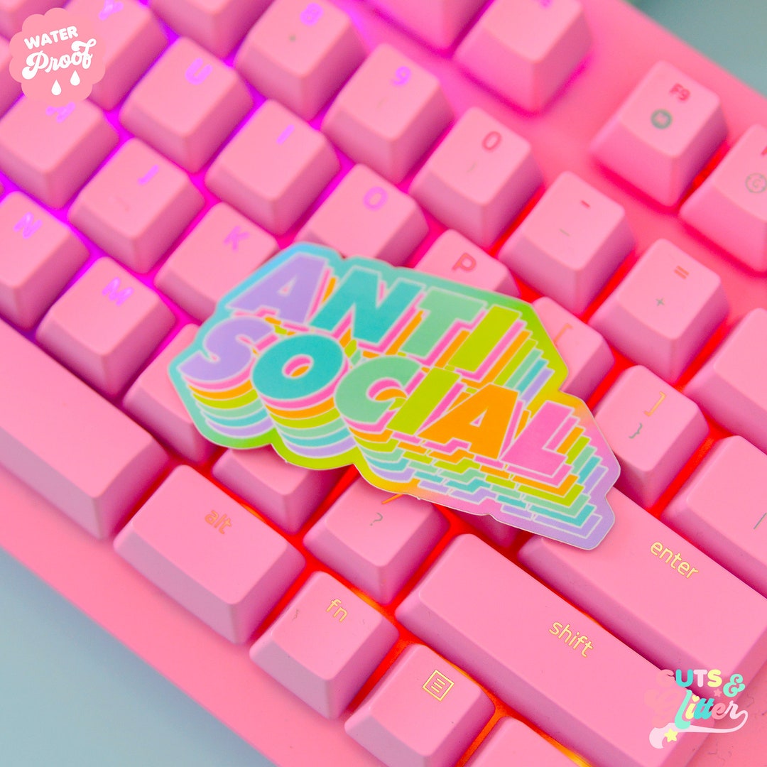 Anti Social Holographic Sticker - Smaller Size - Etsy