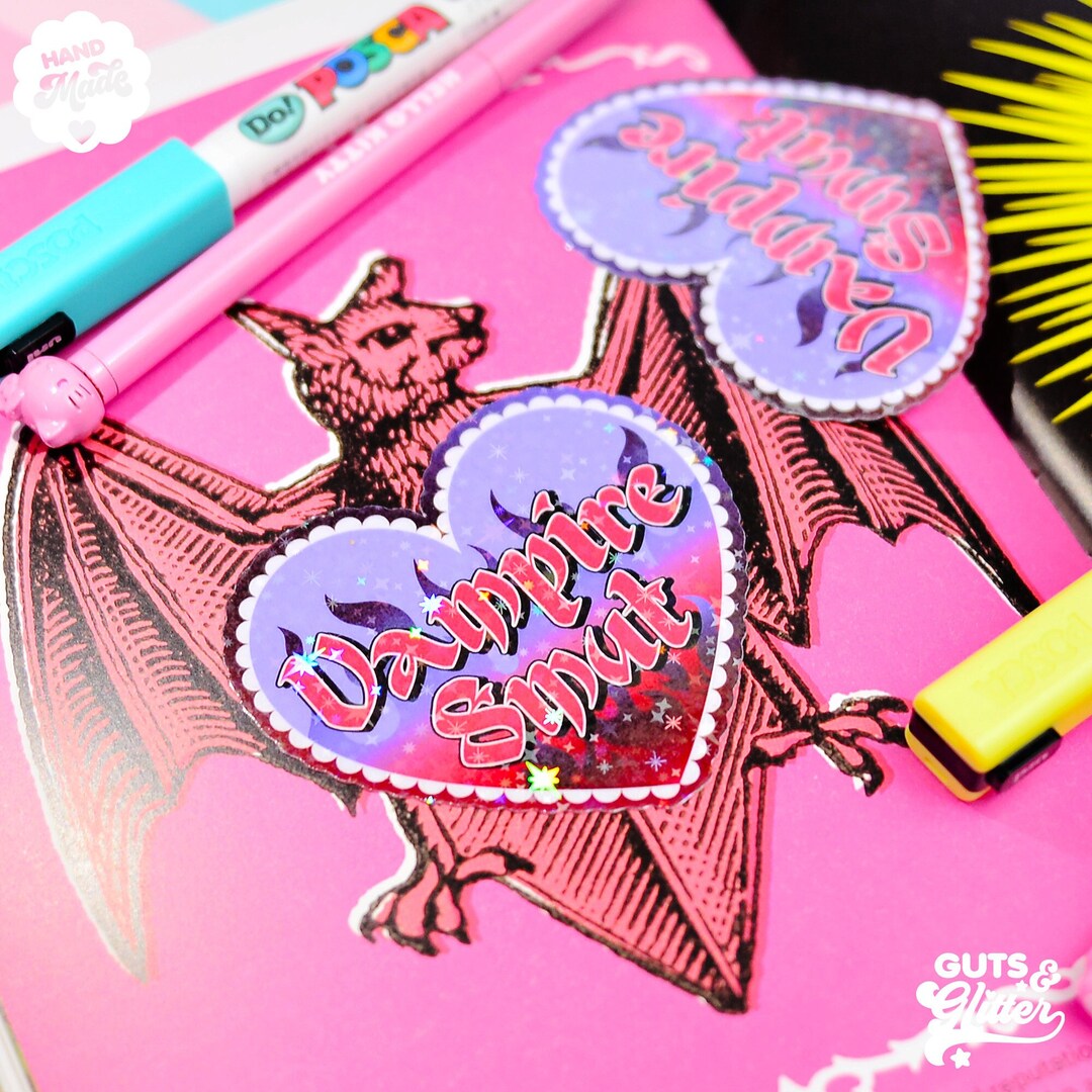 Vampire Smut Heart, Fantasy Romance Bookish Holographic Sticker - Etsy