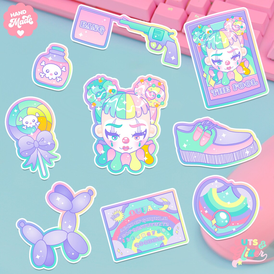 Pastel Halloween Clown Costume Sticker Pack - Etsy