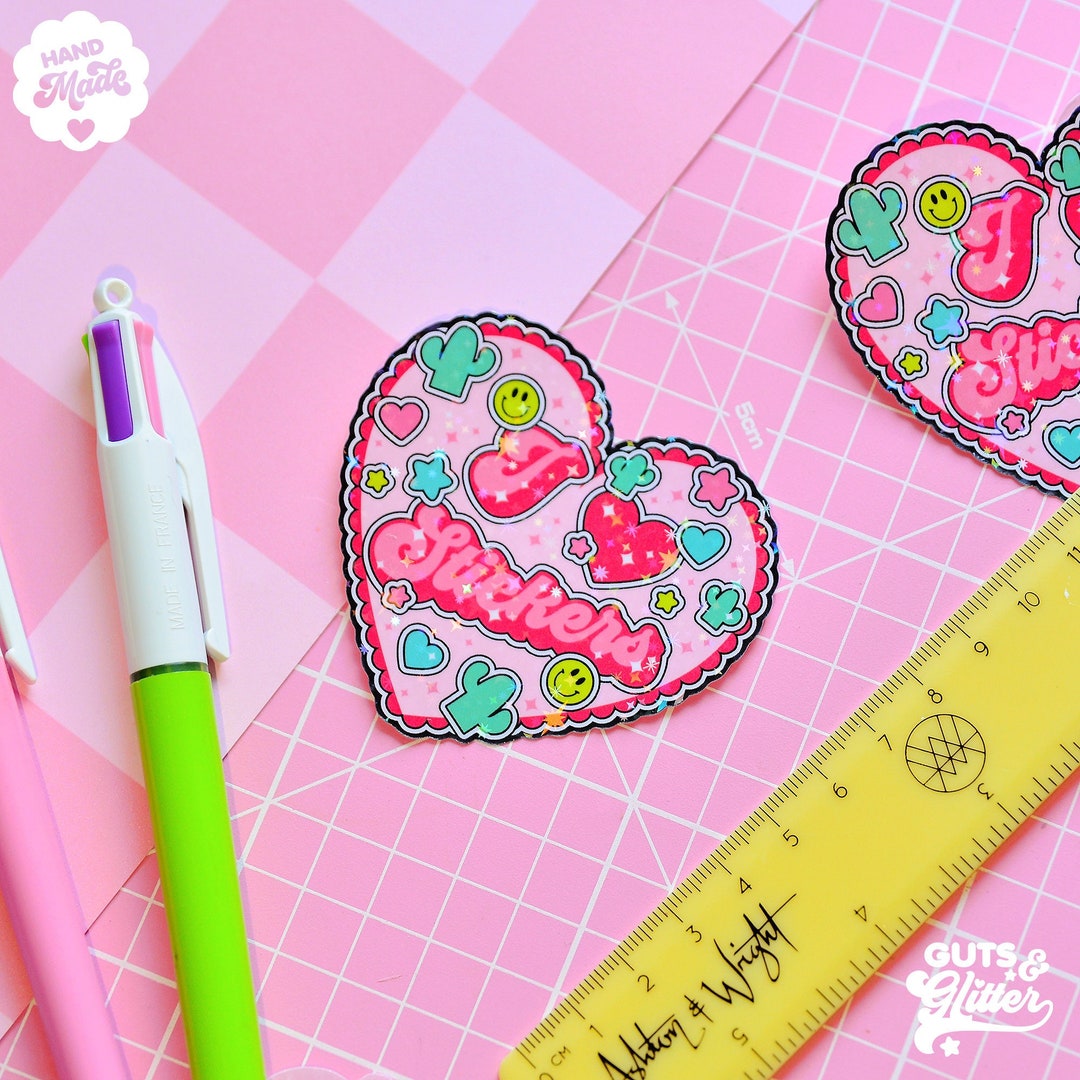 I Love Stickers Heart Holographic Sticker - Etsy