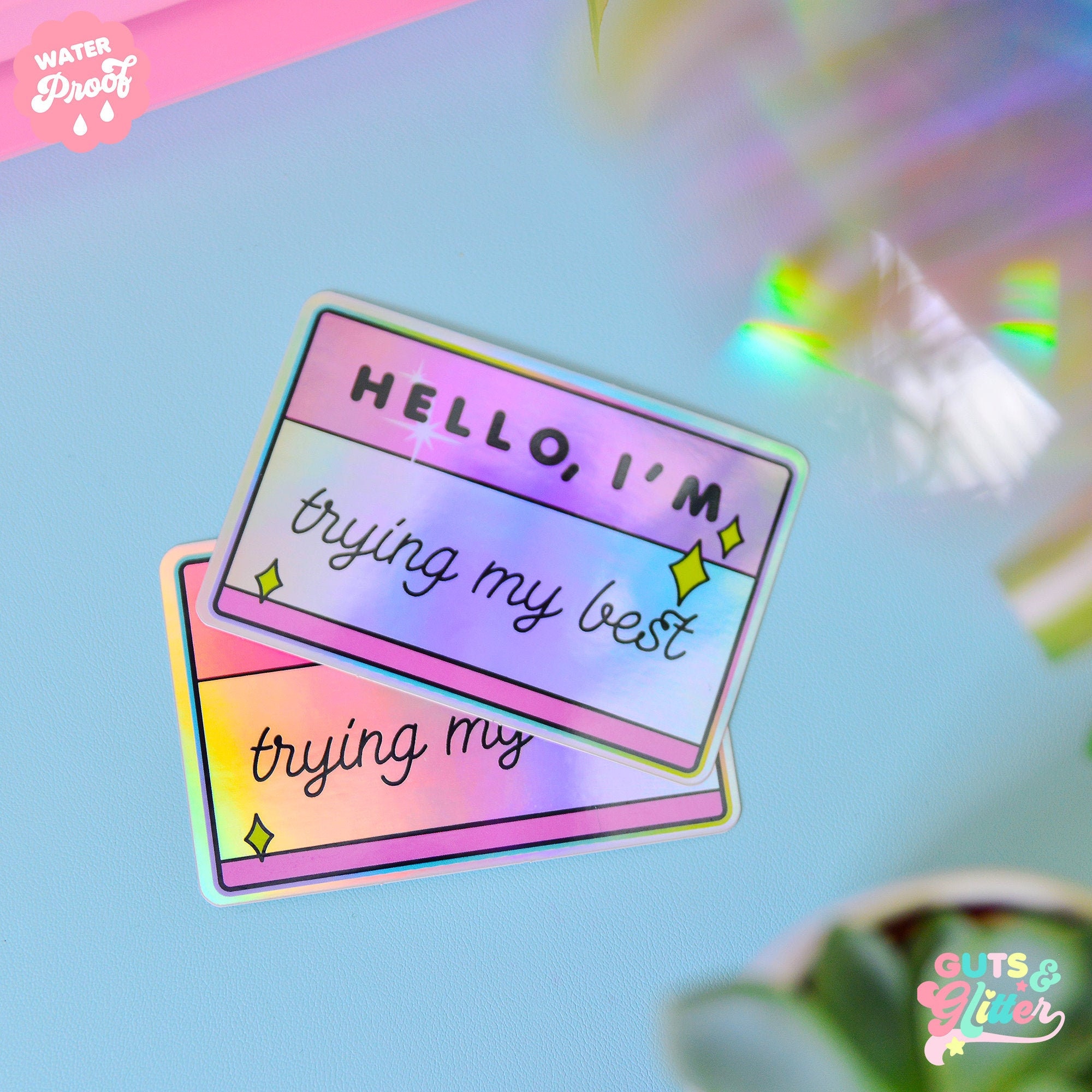 Hello I m Trying My Best Name Tag Holographic Sticker Etsy hello-i-m-trying-my-best-name-tag-holographic-sticker-etsy