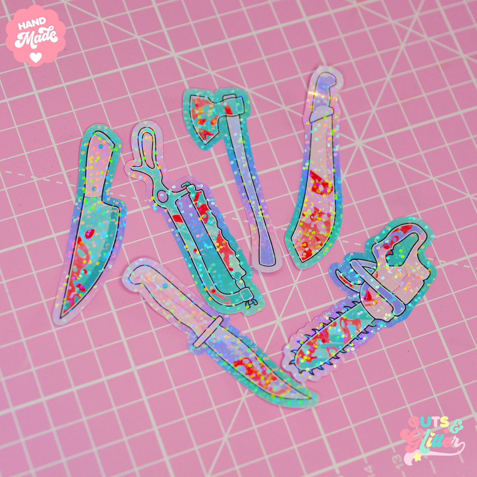 Mini Pastel Horror Weapons Holographic Sticker Pack - Etsy