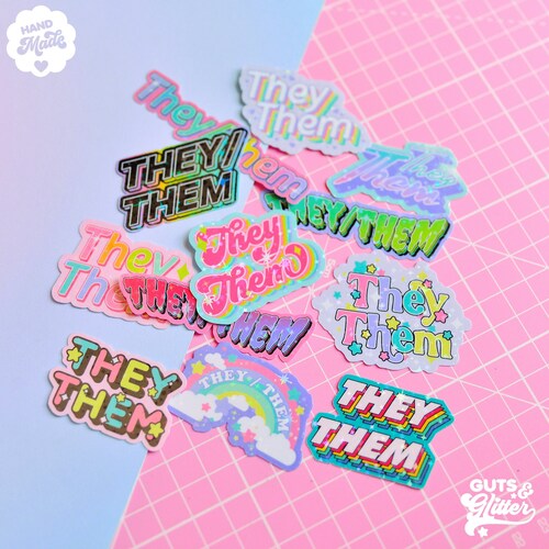 They / Them Pronouns Sticker Pack V2 - Etsy UK