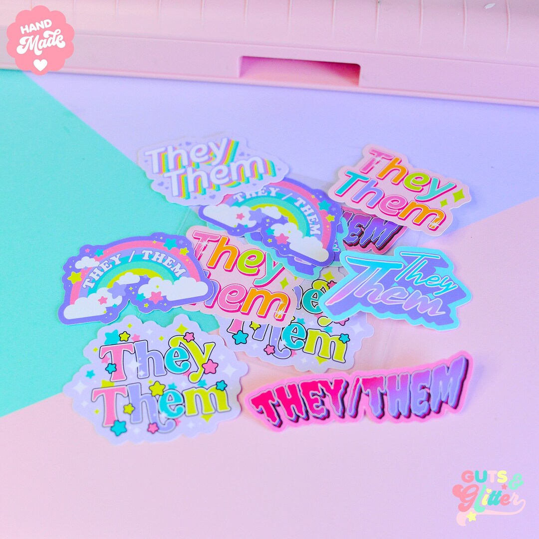 They / Them Pronouns Sticker Pack V2 - Etsy