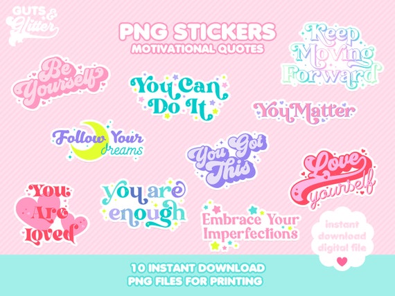 Printable PNG Stickers Motivational Quotes Digital Download Home ...