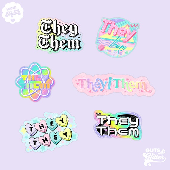They / Them Pronouns Sticker Pack V3 - Etsy