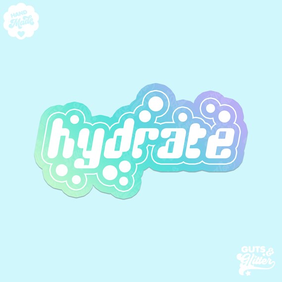 Hydrate Y2K Holographic Sticker - Etsy