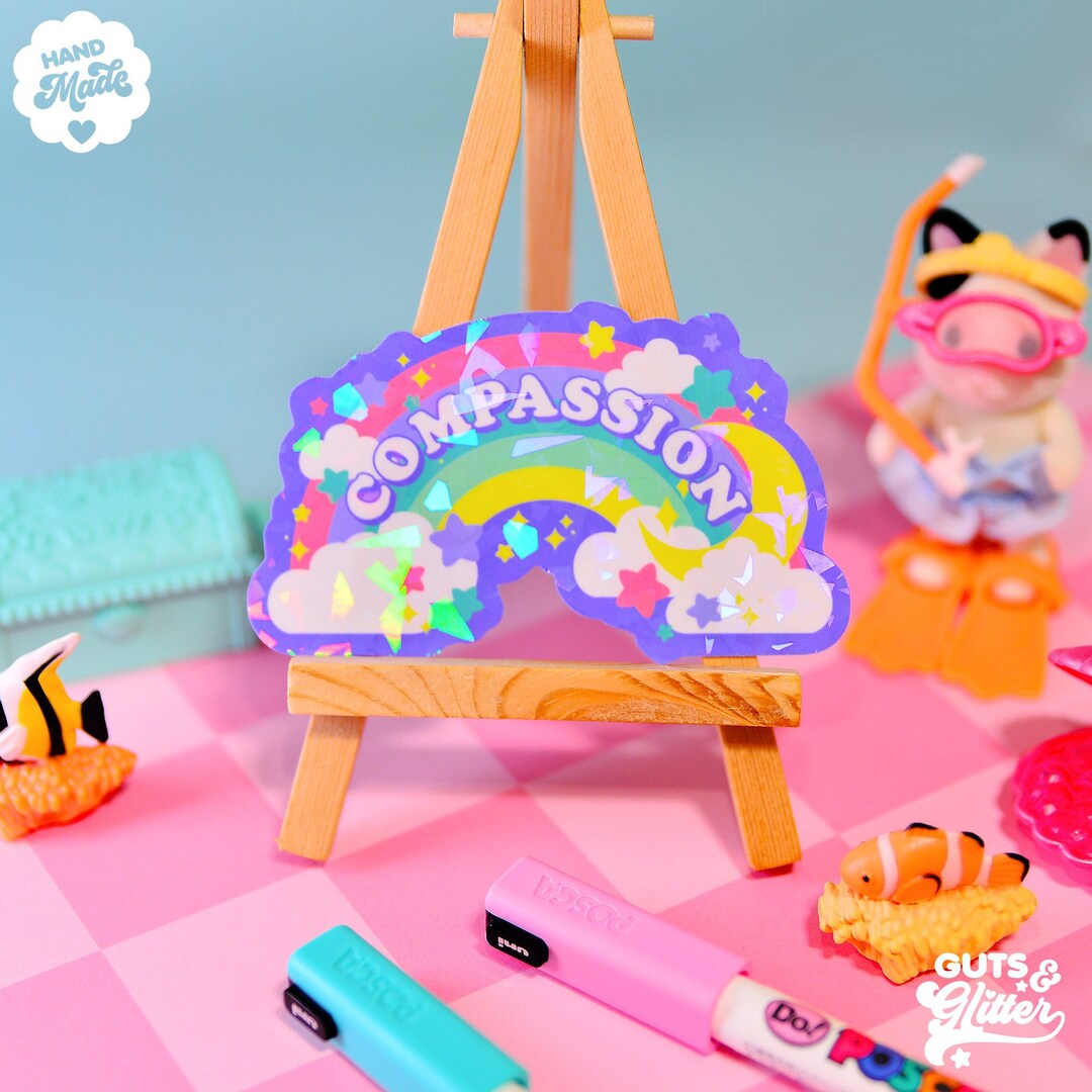 Compassion Rainbow Holographic Sticker - Etsy