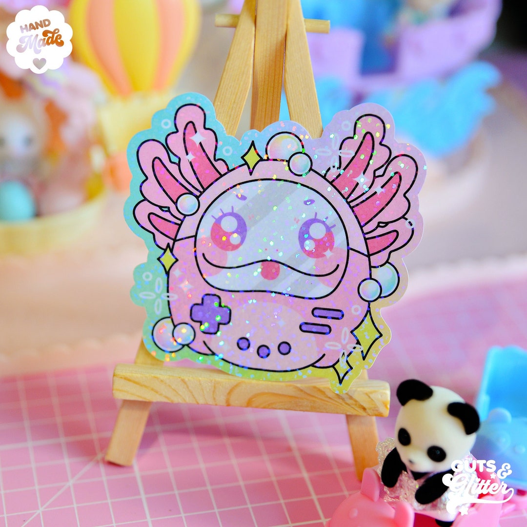 Gamer Axolotl Pet Holographic Sticker - Etsy