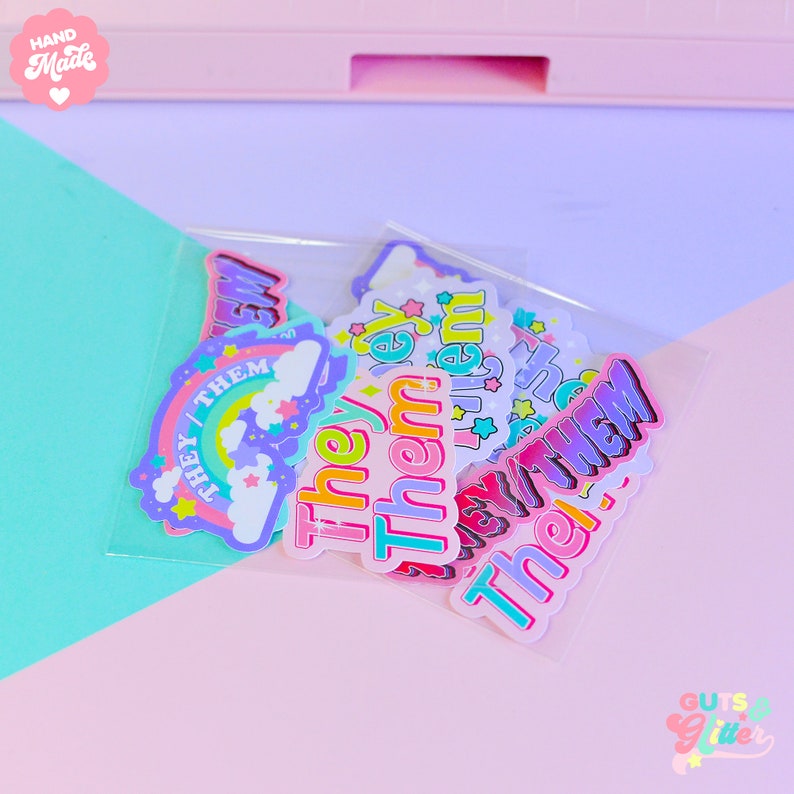They / Them Pronouns Sticker Pack V2 - Etsy