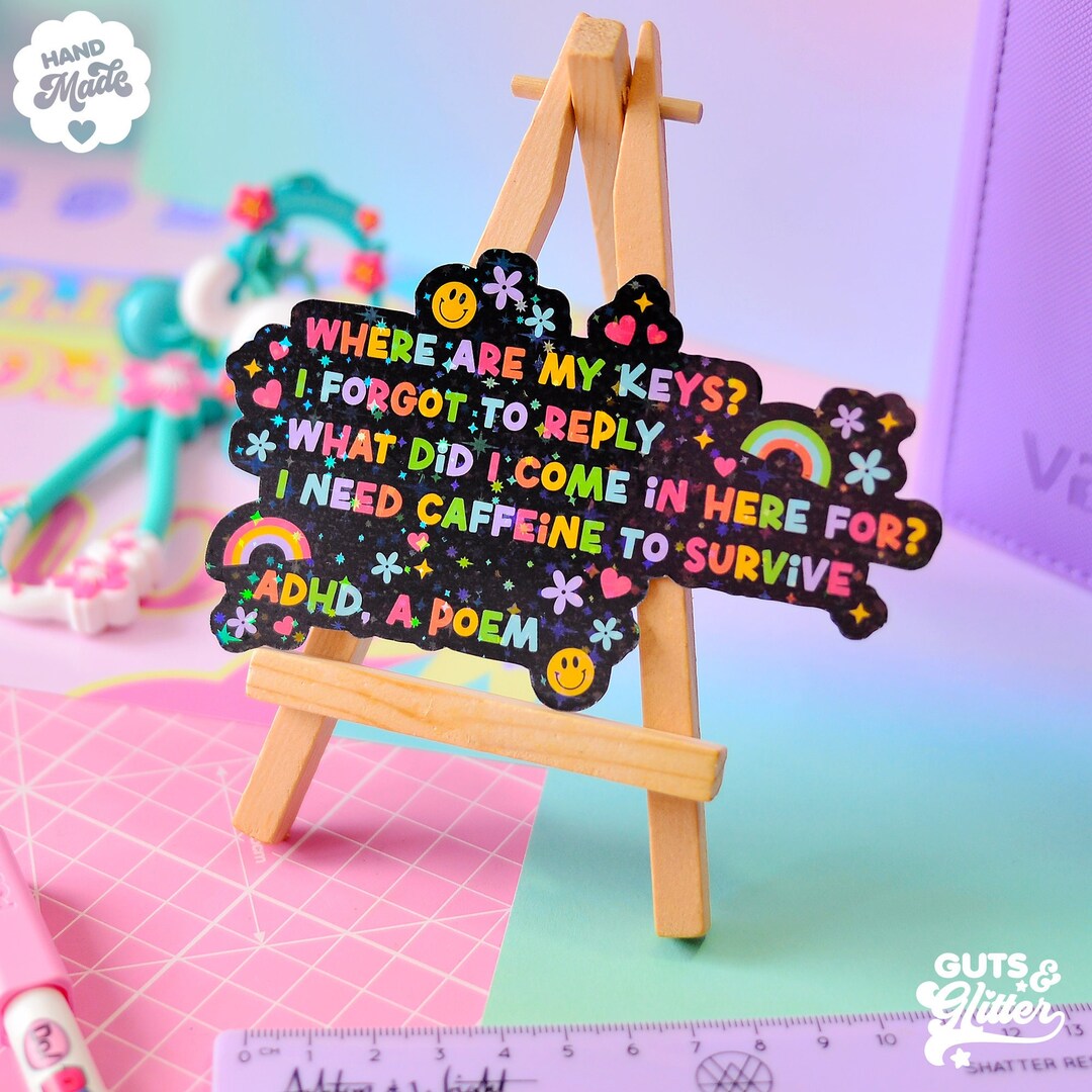 ADHD Poem by Kiki Holographic Sticker - Etsy