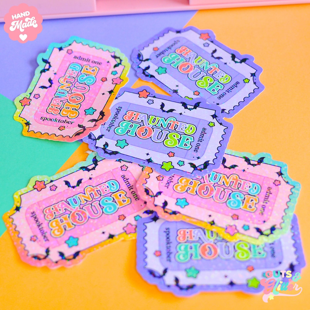 Haunted House Ticket Halloween Holographic Sticker - Etsy
