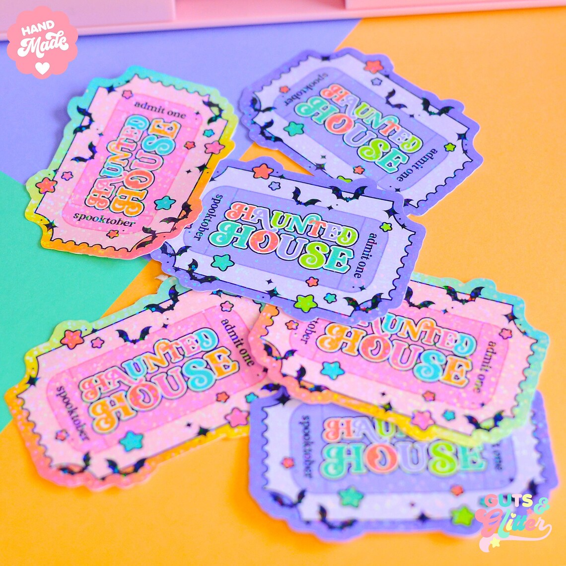 Haunted House Ticket Halloween Holographic Sticker - Etsy