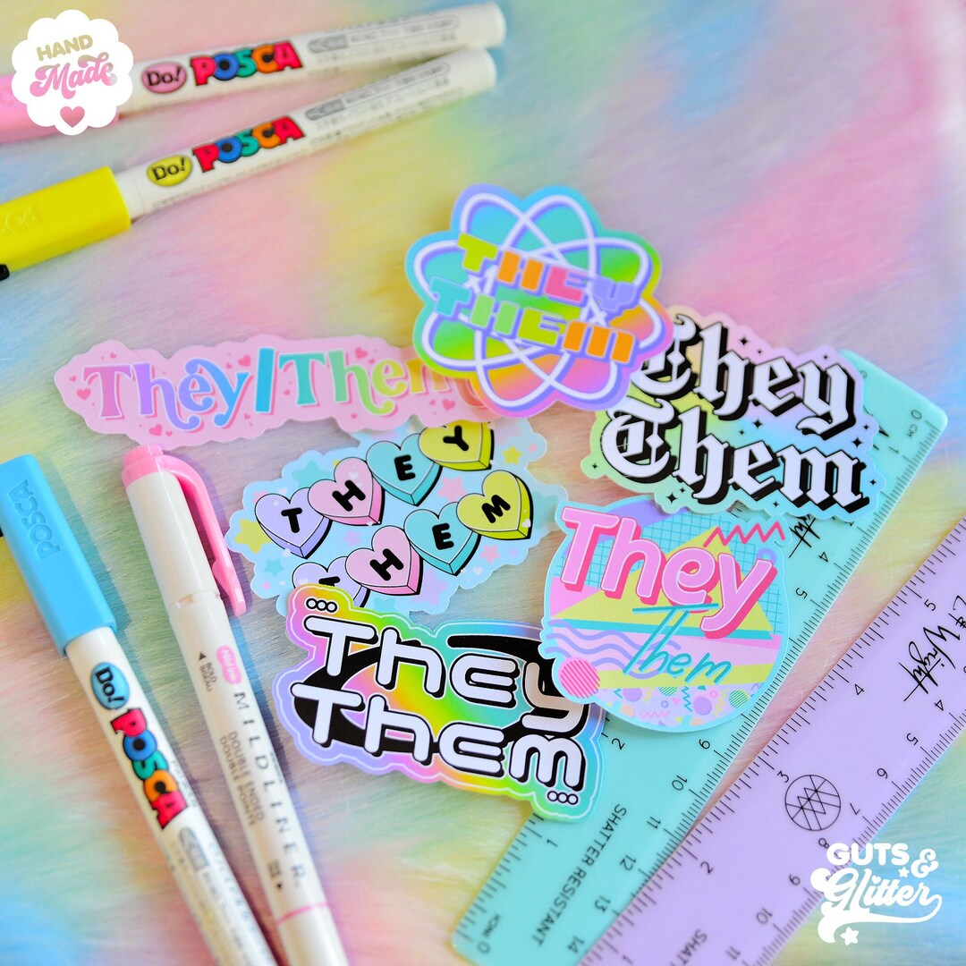 They / Them Pronouns Sticker Pack V3 - Etsy