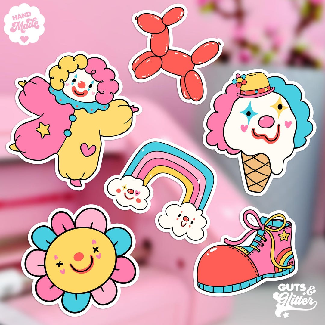 Clown Clowncore Kidcore Sticker Pack - Etsy