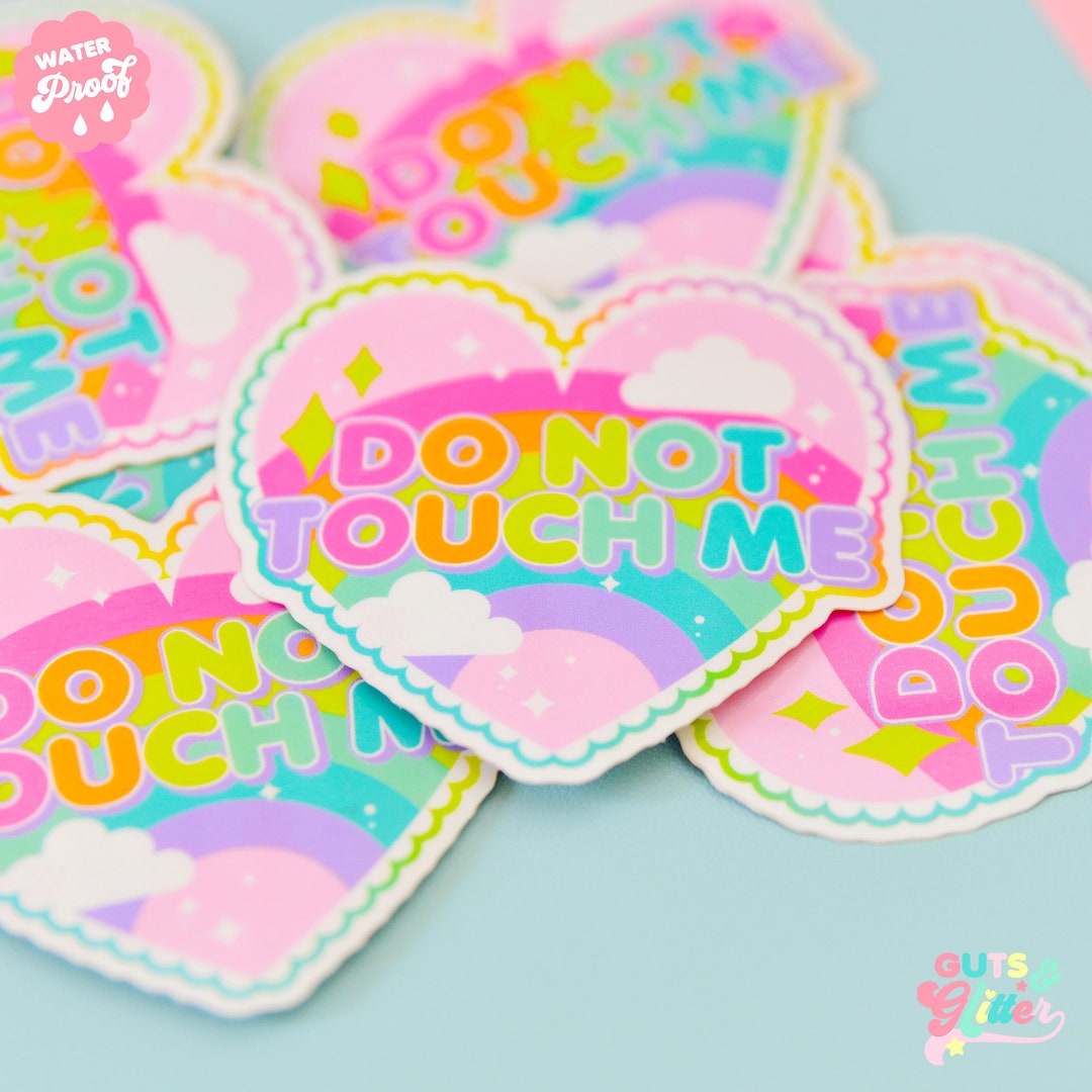 Do Not Touch Me Heart Holographic Sticker Etsy