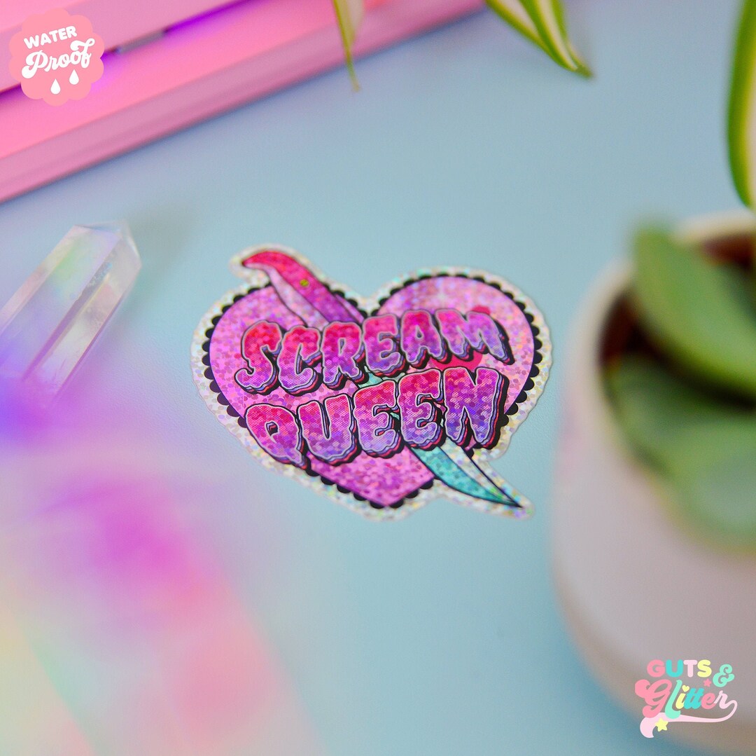 Scream Queen Heart Holographic Sticker - Etsy