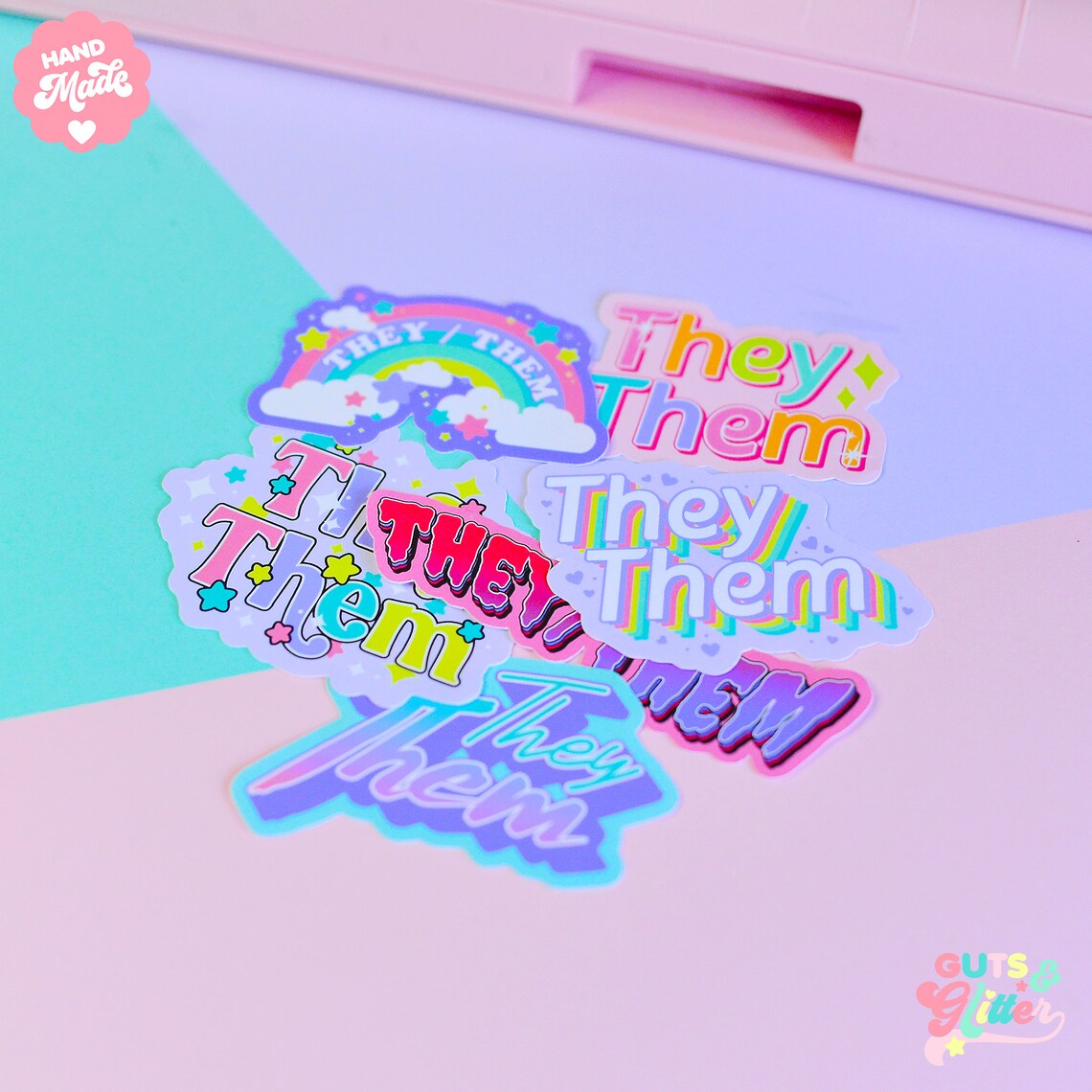 They / Them Pronouns Sticker Pack V2 - Etsy