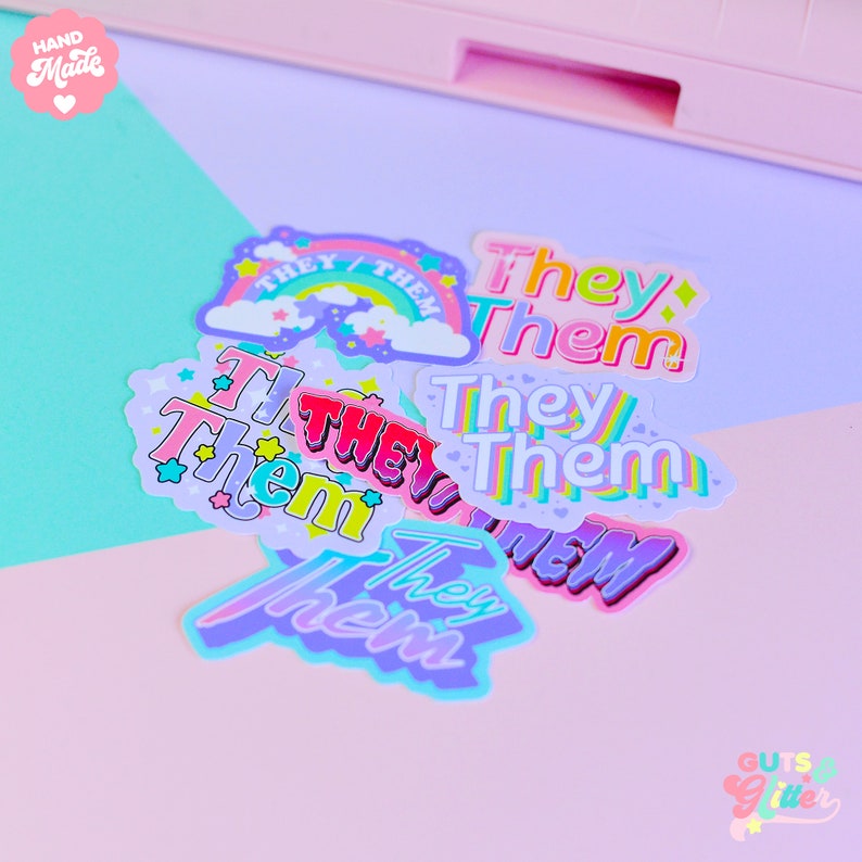 They / Them Pronouns Sticker Pack V2 - Etsy