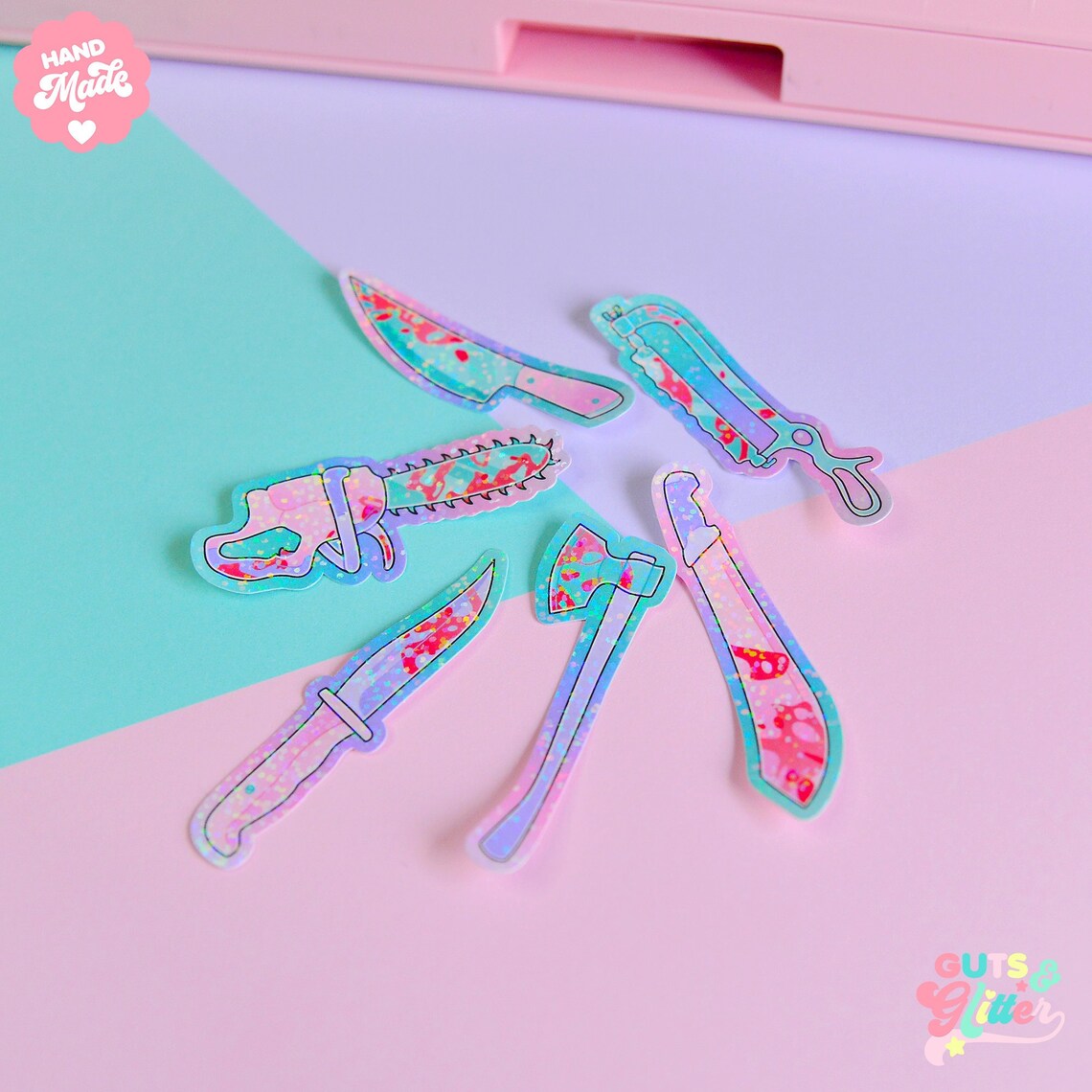 Mini Pastel Horror Weapons Holographic Sticker Pack - Etsy