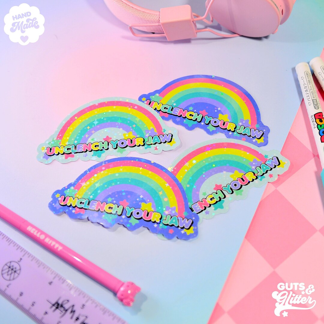Unclench Your Jaw Rainbow Holographic Sticker - Etsy