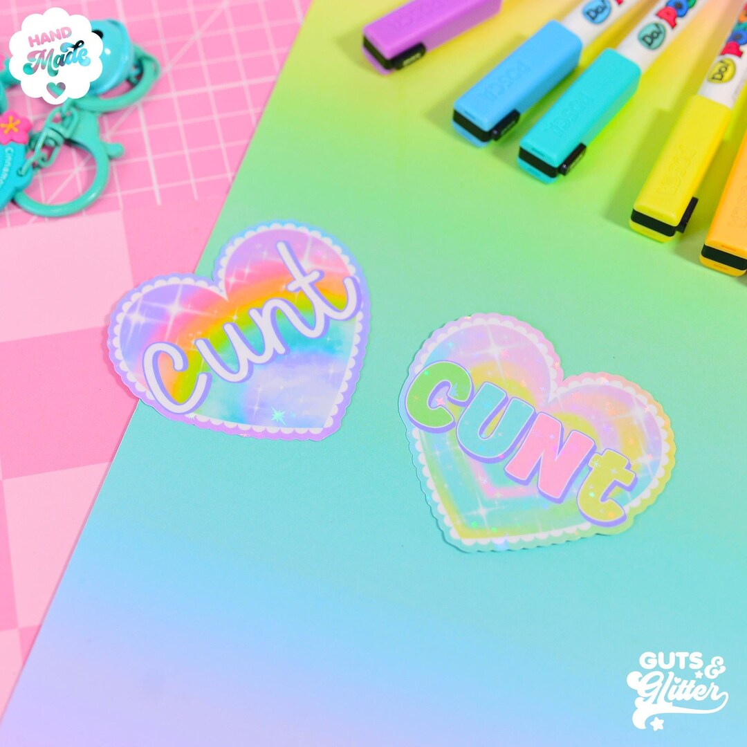 Rude Swear Heart Holographic Sticker - Etsy