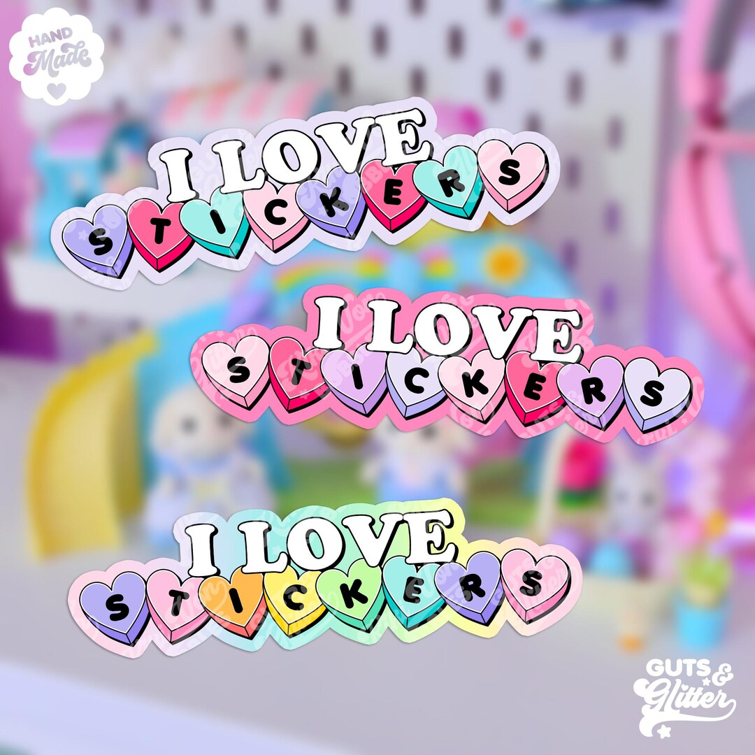 I Love Stickers Holographic Sticker - Smaller Size - Etsy