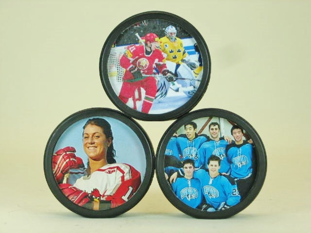 Set of 3 - Hockey Puck Frames-free SHIPPING in US - Etsy