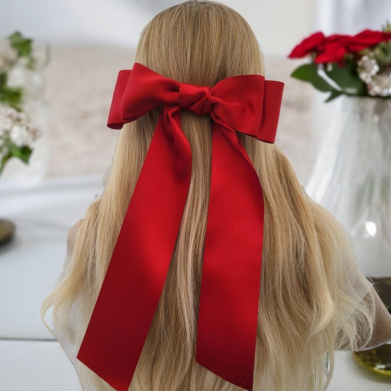 Big Red Hair Bow - Etsy