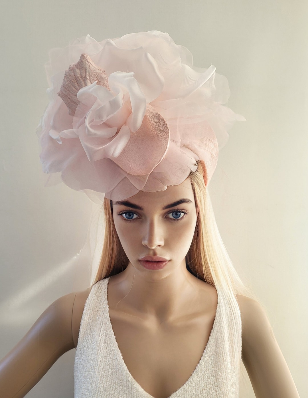 Large Flower Pale Pink Fascinator Headband, Halo Style, Hatinator - Etsy