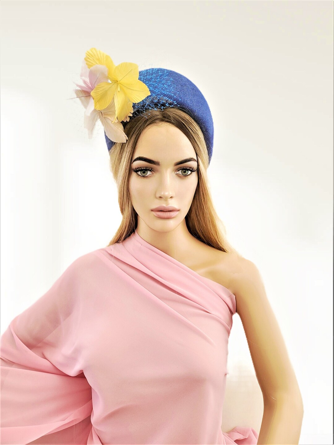Royal Blue Halo Crown Fascinator Headband, With Silk Orchid Flowers ...