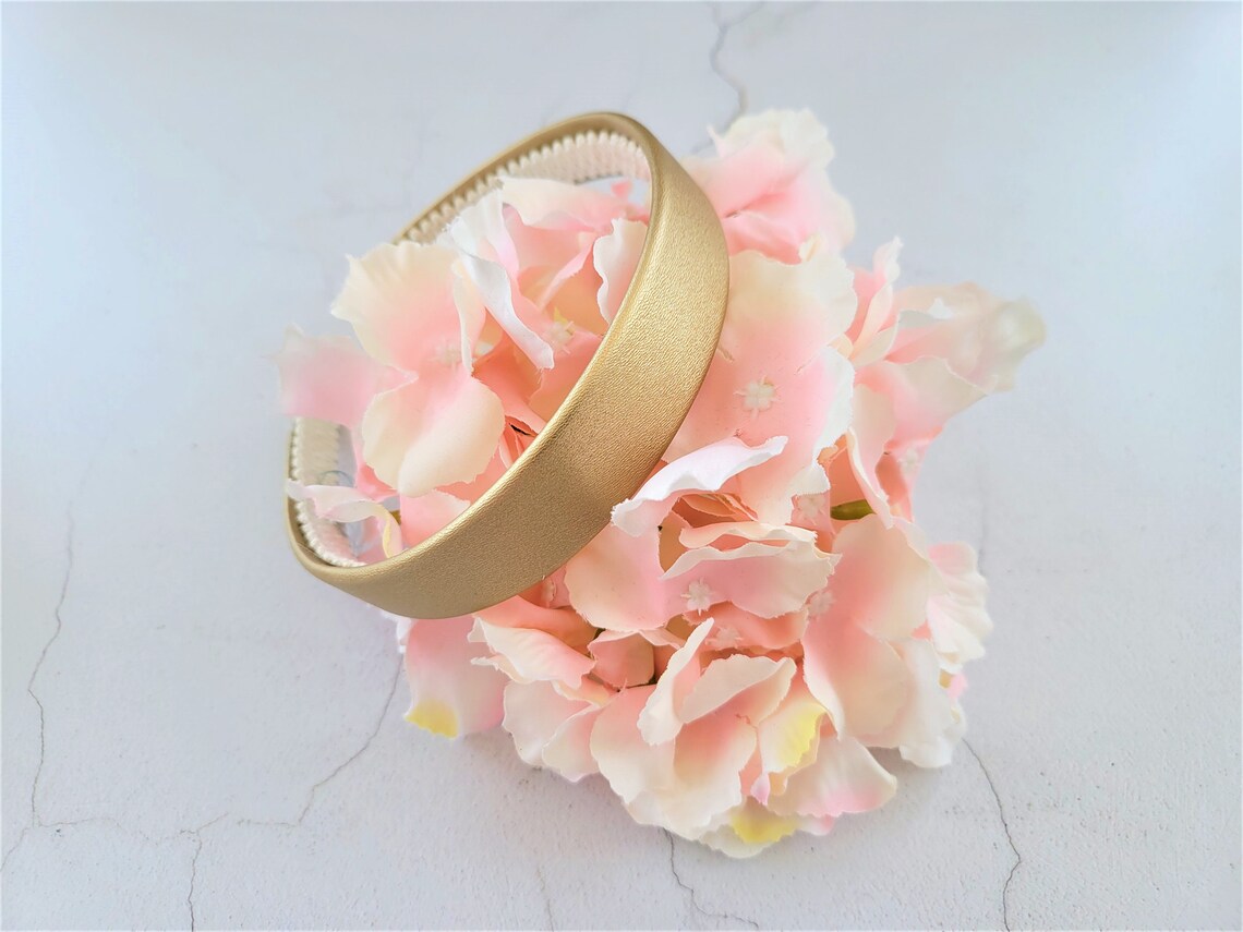 Gold Headband Alice Band Hair Band 2 Cms Leather Look Vegan - Etsy
