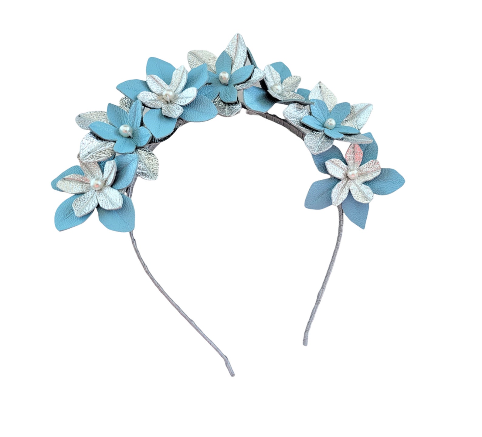 Silver and Blue Daisy Flower Fascinator Headband Crown With | Etsy