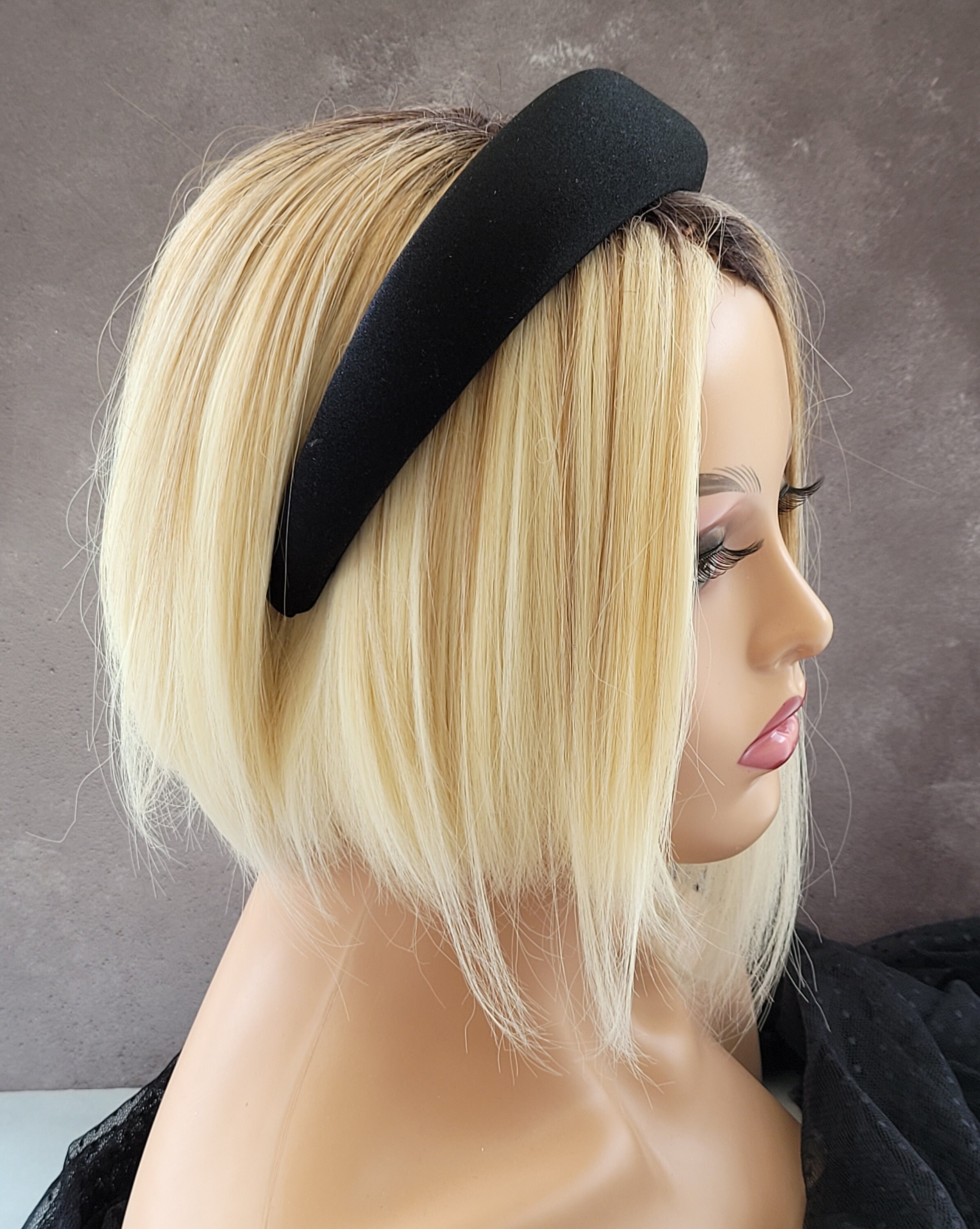 Black Satin Square Padded Headband Headpiece 4 Cms Wide - Etsy UK