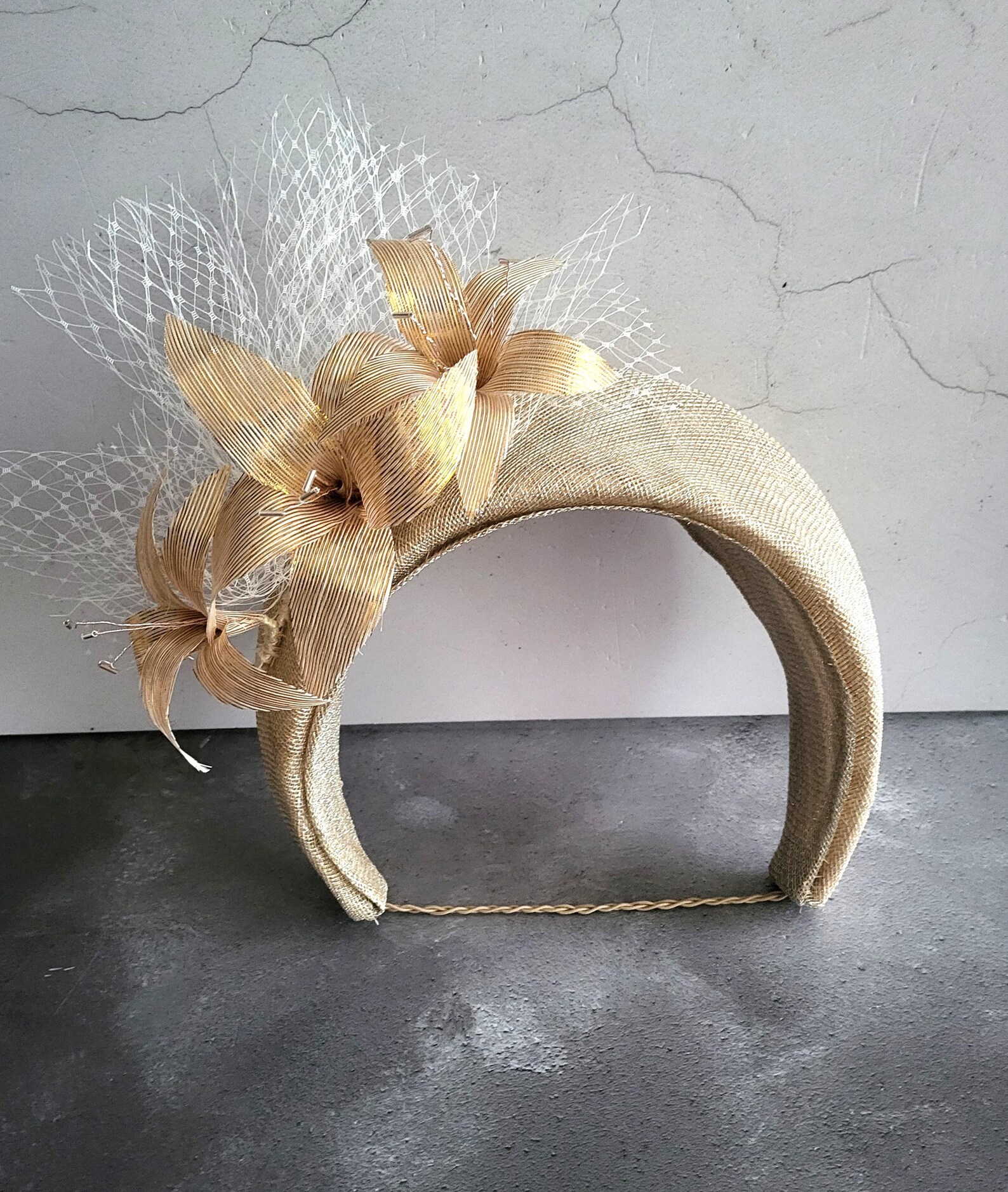 Gold Glitter Lily Flower Fascinator Headband, Races Wedding Hat - Etsy