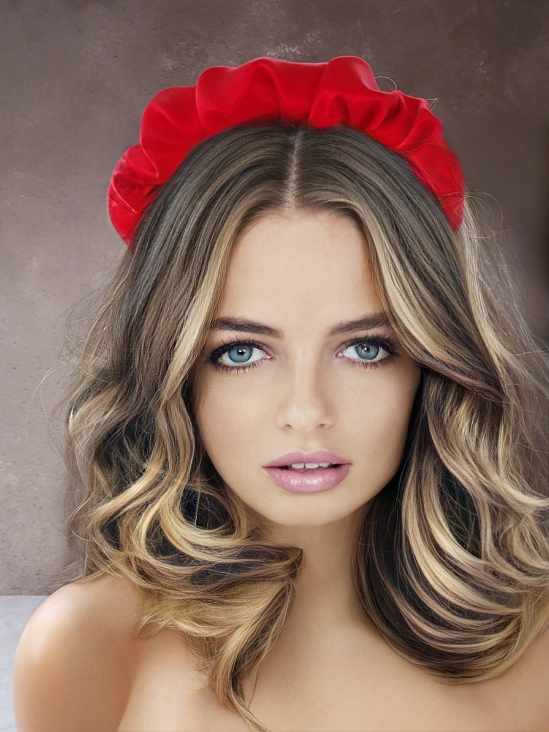 Red Silk Headband Ruched Ruffle Scrunchie Headpiece PURE - Etsy Singapore