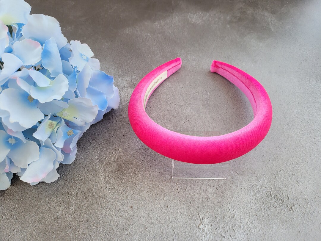 Hot Pink Velvet Padded Headband,poufy Bump Headband, Hair Band, With ...
