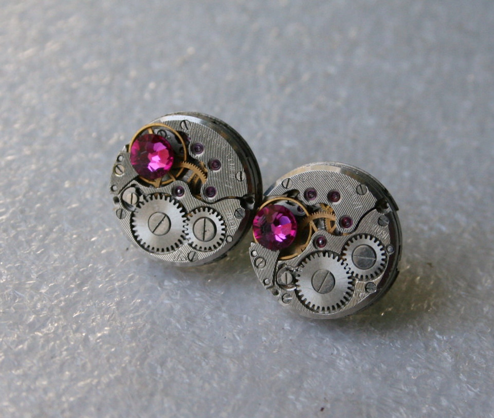 Steampunk Stud Earrings With Mechanical Watch Movement - Etsy
