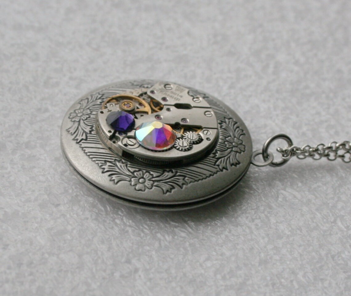 Steampunk Book Pendant / Locket / Antique Silver Plated Brass - Etsy