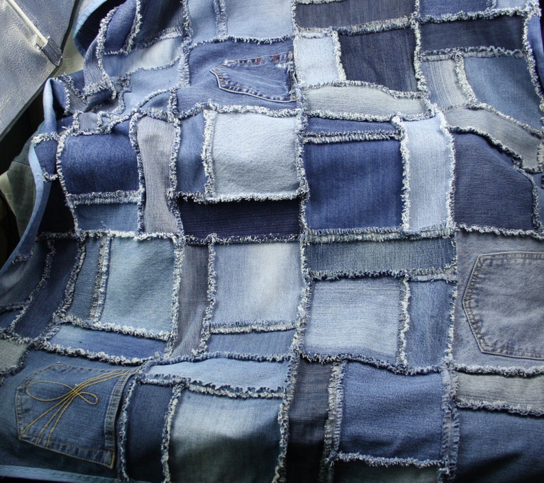 Denim Patchwork Rag Quilt Made From Upcycled Jeans Denim - Etsy