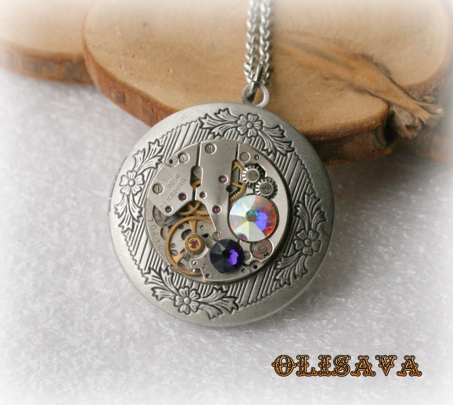 Steampunk Book Pendant / Locket / Antique Silver Plated Brass - Etsy